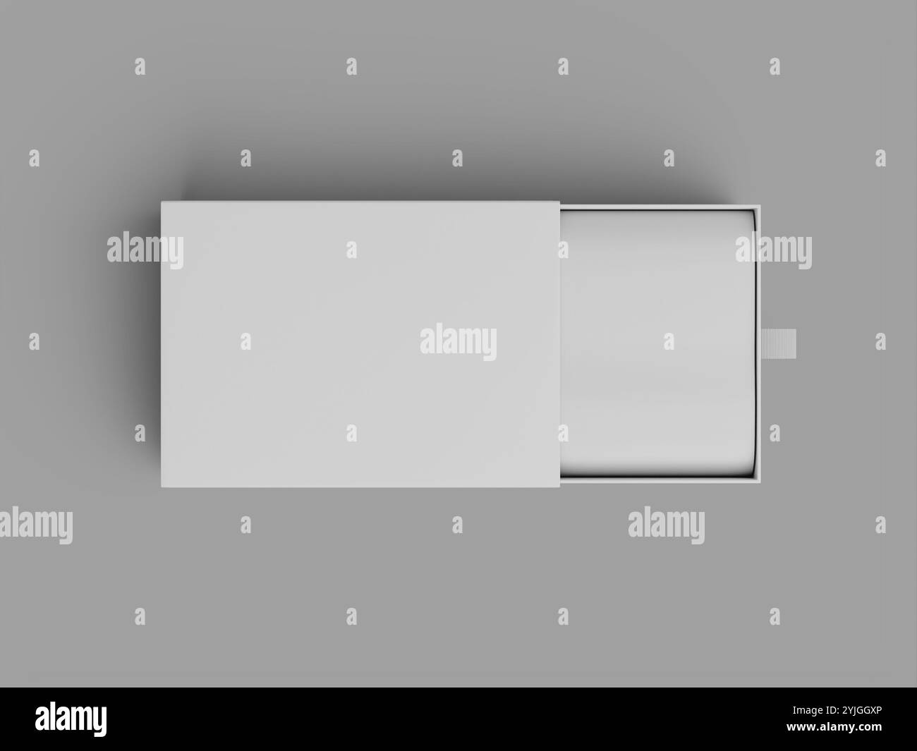 Flat Lay White Blank Gift Box Packaging 3D Render Mockup of Drawer Box ...