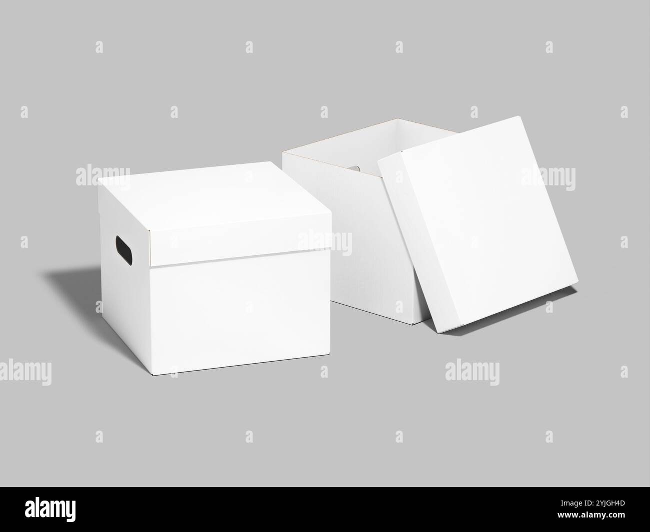 White Blank Cardboard Storage Box 3D Mockup with Grey Background Stock ...