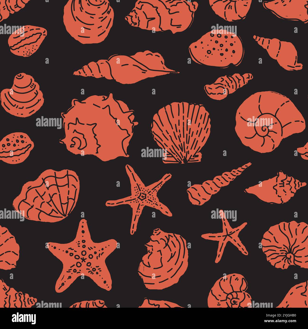 Black Background Sea Shells Illustration Stock Vector Image & Art - Alamy