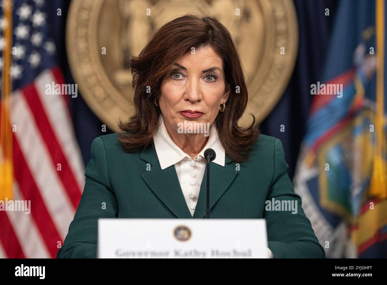 Governor Kathy Hochul speaks during a press announcement to unveil the ...