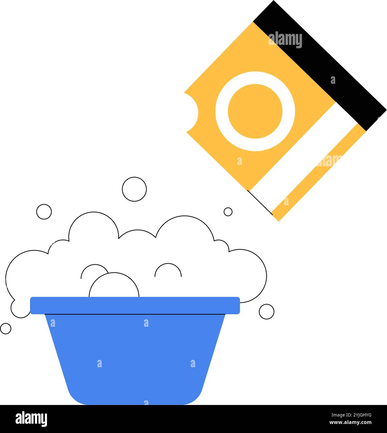 Detergent Pouring Into Basin With Suds In Flat Vector Illustration ...