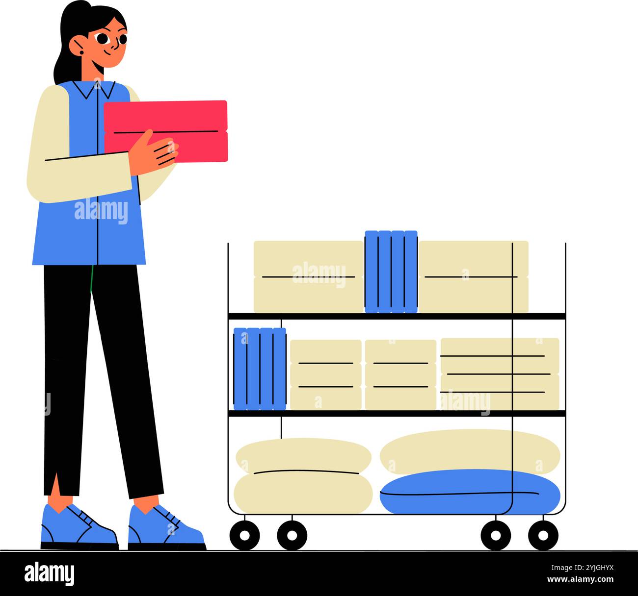 Housekeeping cleaning cart in hotel Stock Vector Images - Alamy