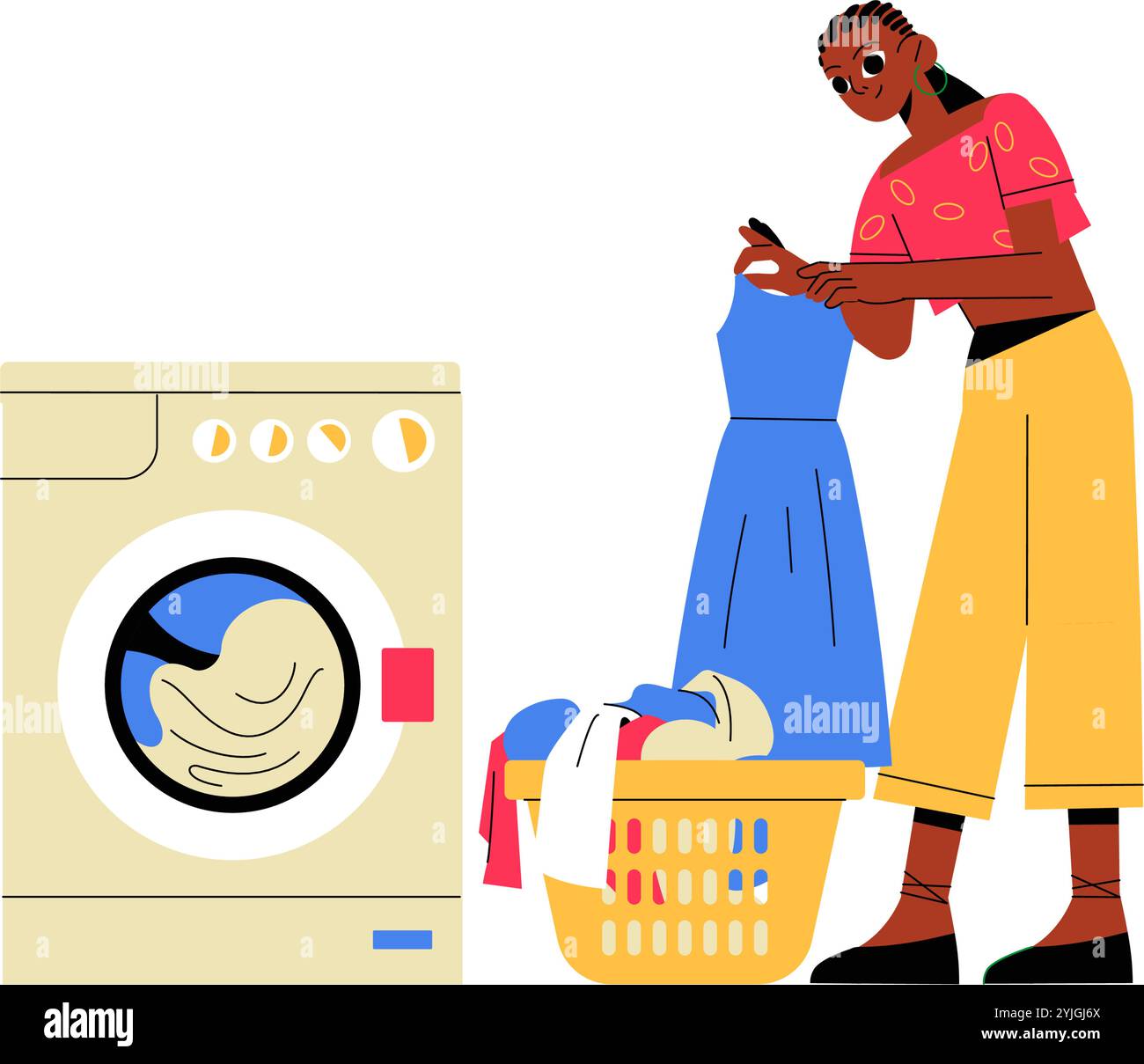 Female character sorting clothes hi-res stock photography and images ...