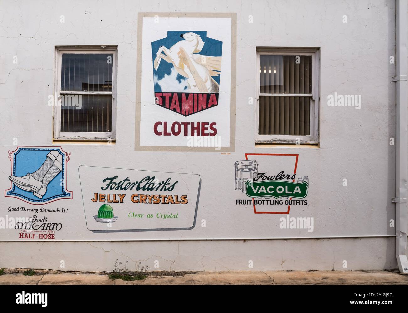 Vintage advertising signs as street murals in the small town of ...