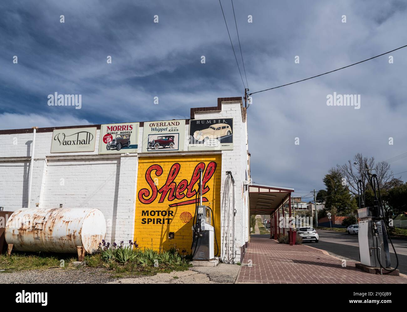 Vintage advertising signs as street murals in the small town of ...