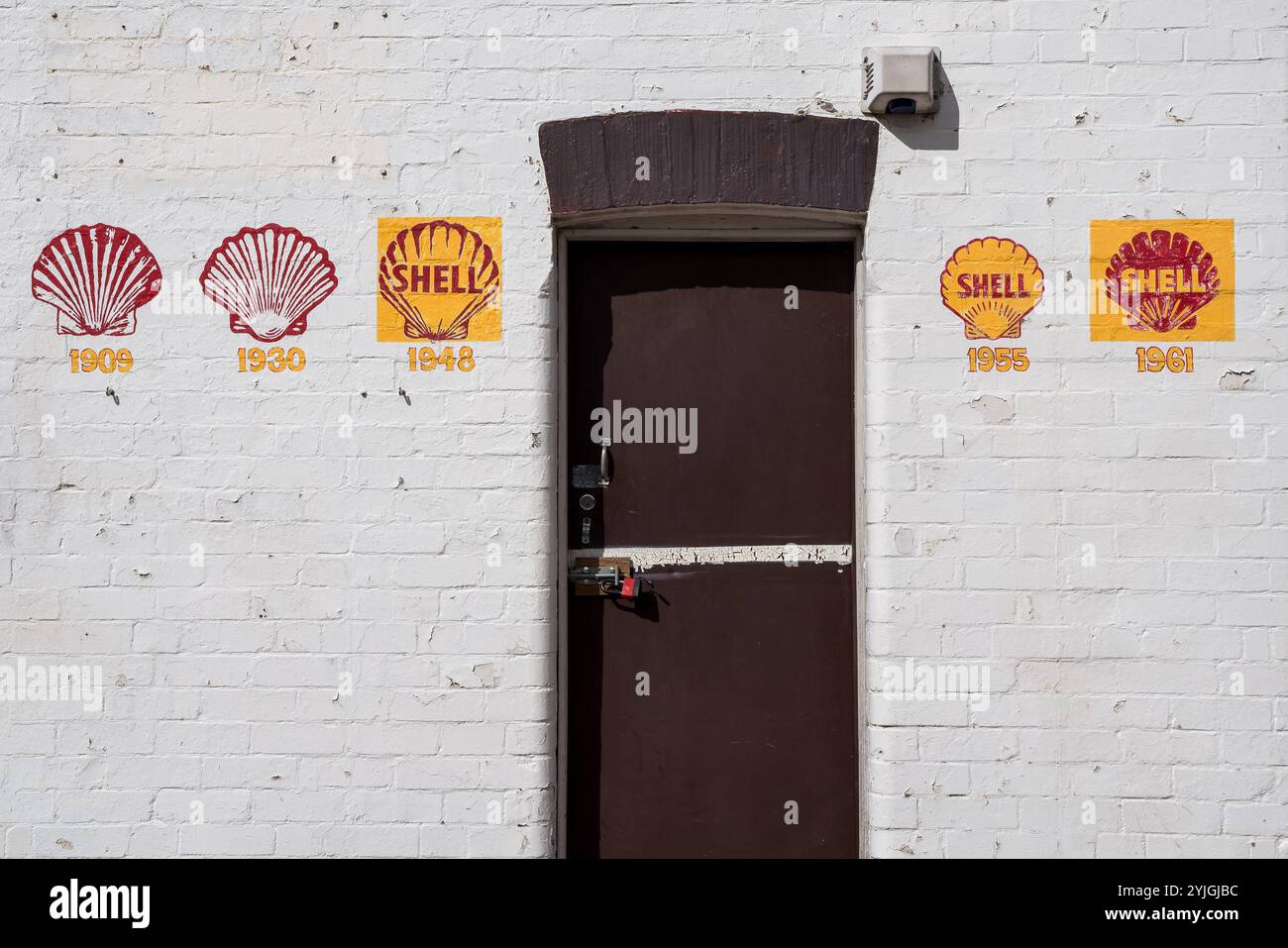 Vintage advertising signs as street murals in the small town of ...