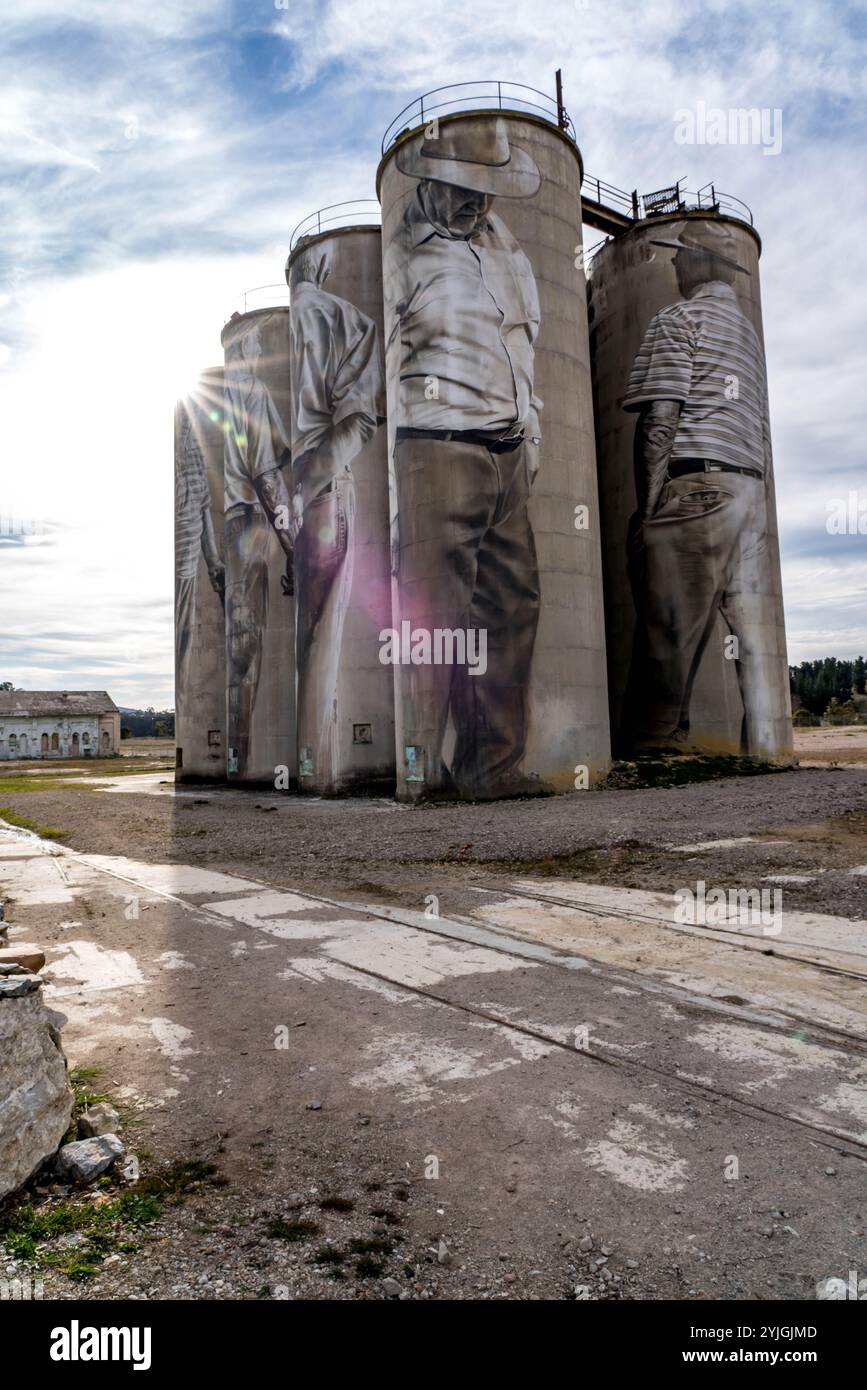 Silo art by Guido van Helten at the old cement works at Portland in the ...