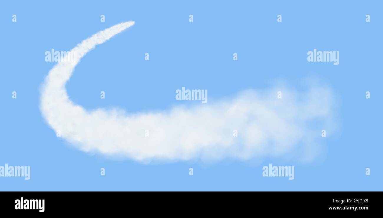 Traces of white smoke from an airplane, rocket or spacecraft launch ...