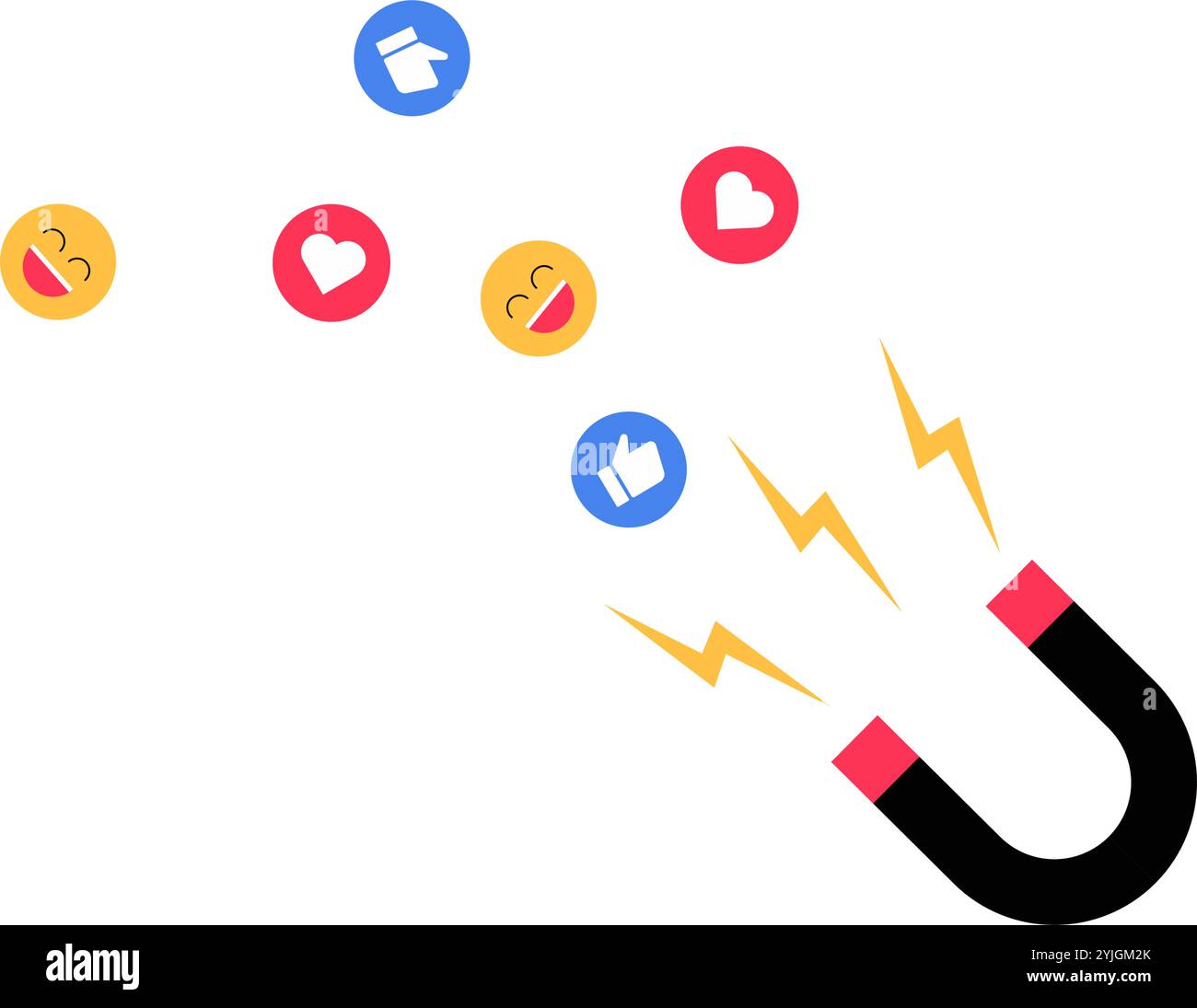 Magnet Attracting Social Media Icons In Flat Vector Illustration ...