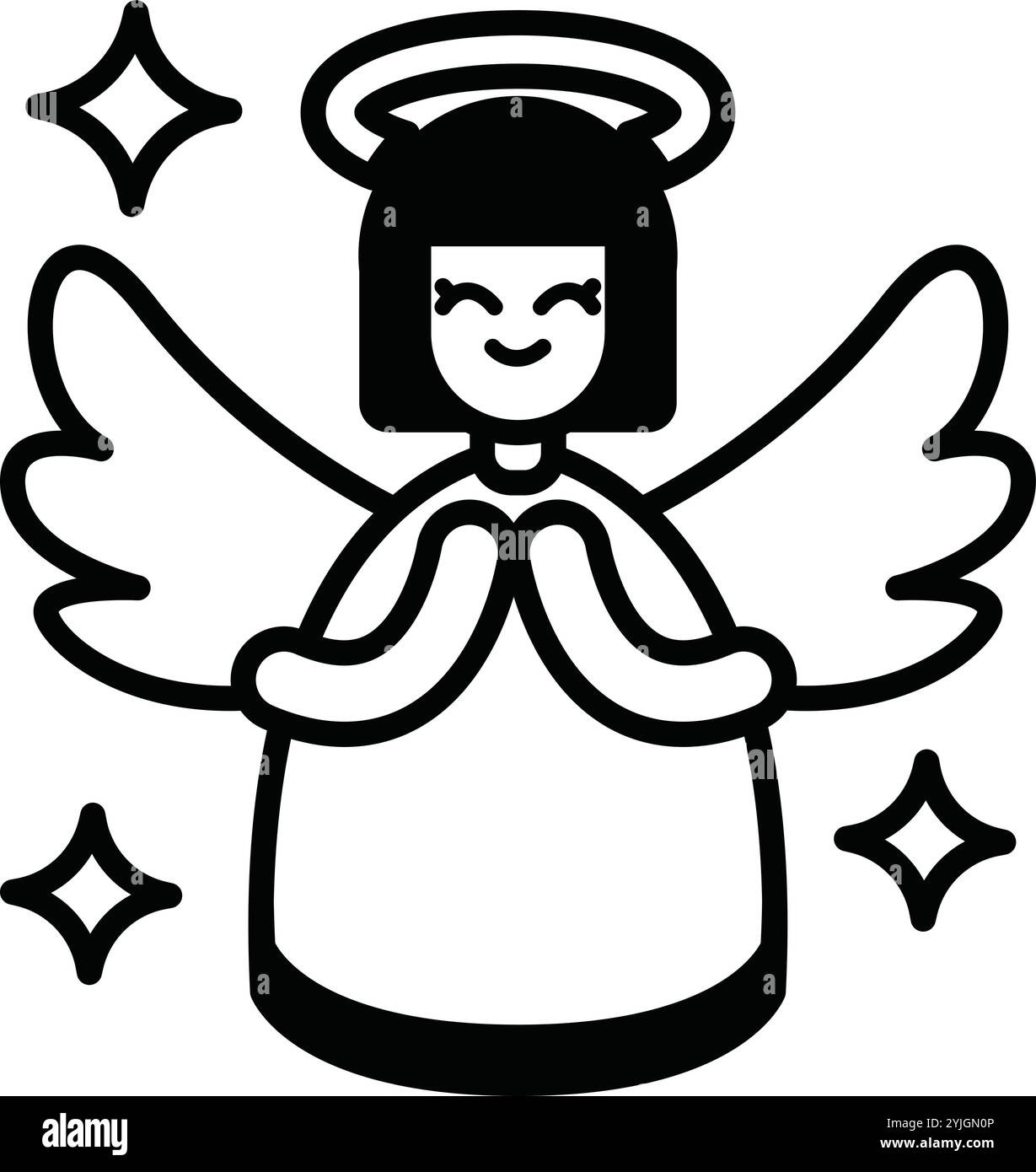 A cartoonish angel with a dress and wings Stock Vector Image & Art - Alamy