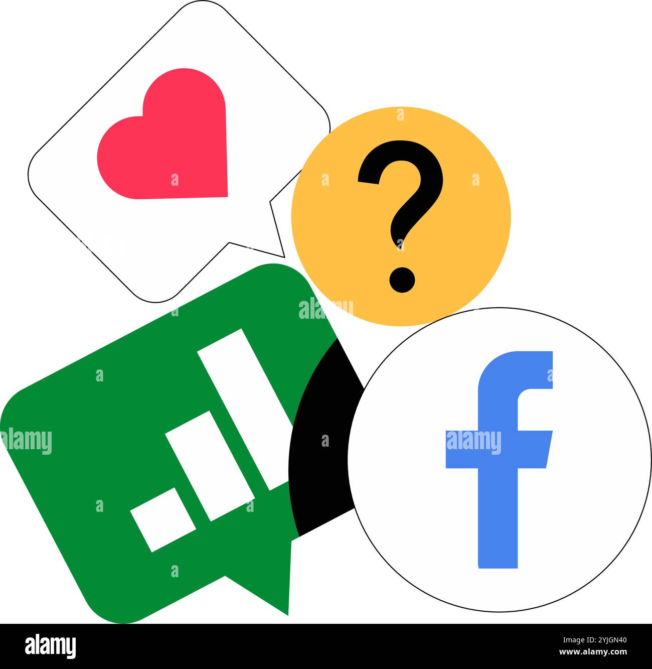 Social Media Engagement Icons Including Heart And Question Symbols ...