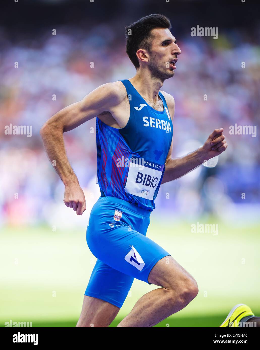 Elzan Bibić participating in the 5000 meters at the Paris 2024 Olympic ...