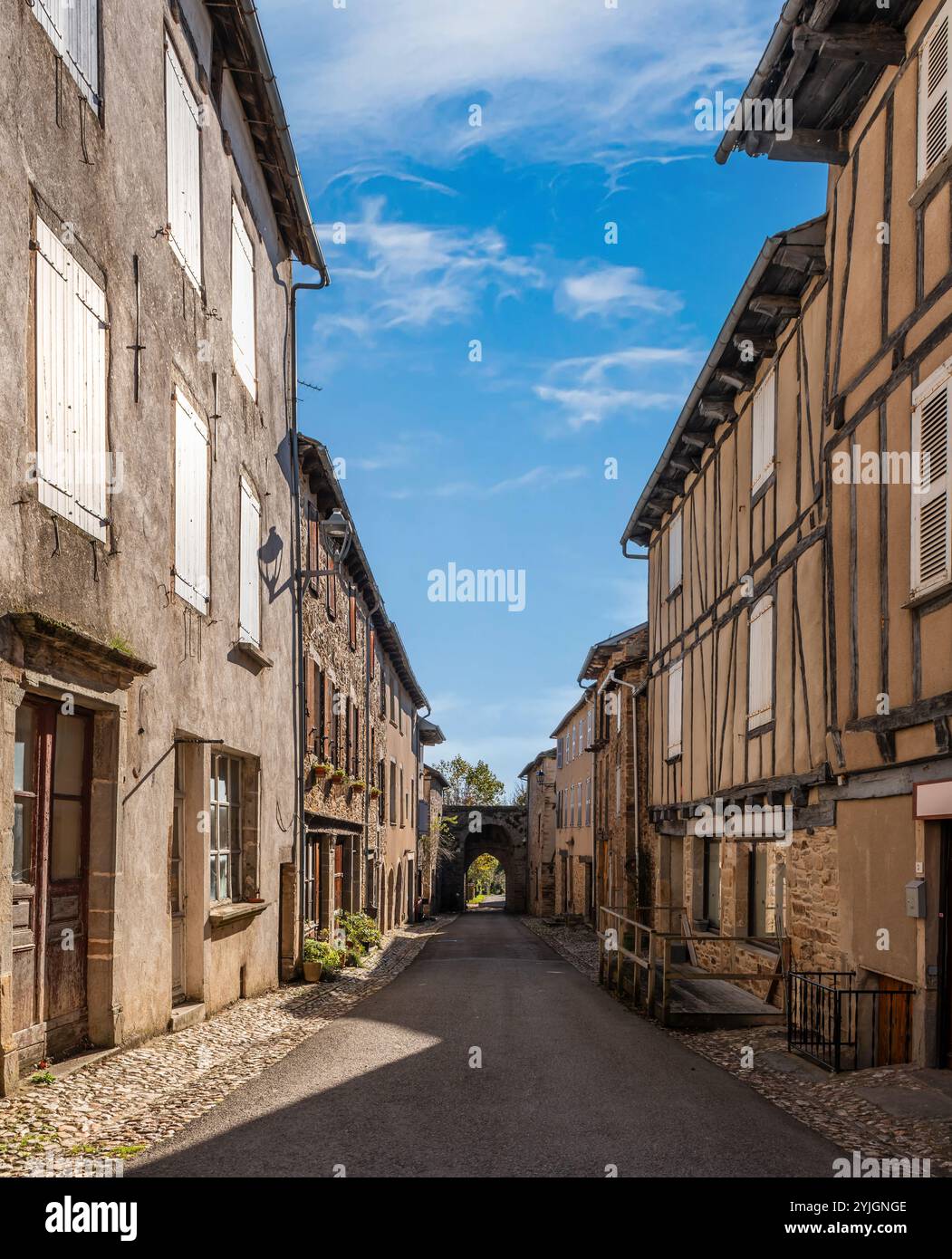Medieval village of Sauveterre de Rouergue, in Aveyron, Occitanie ...