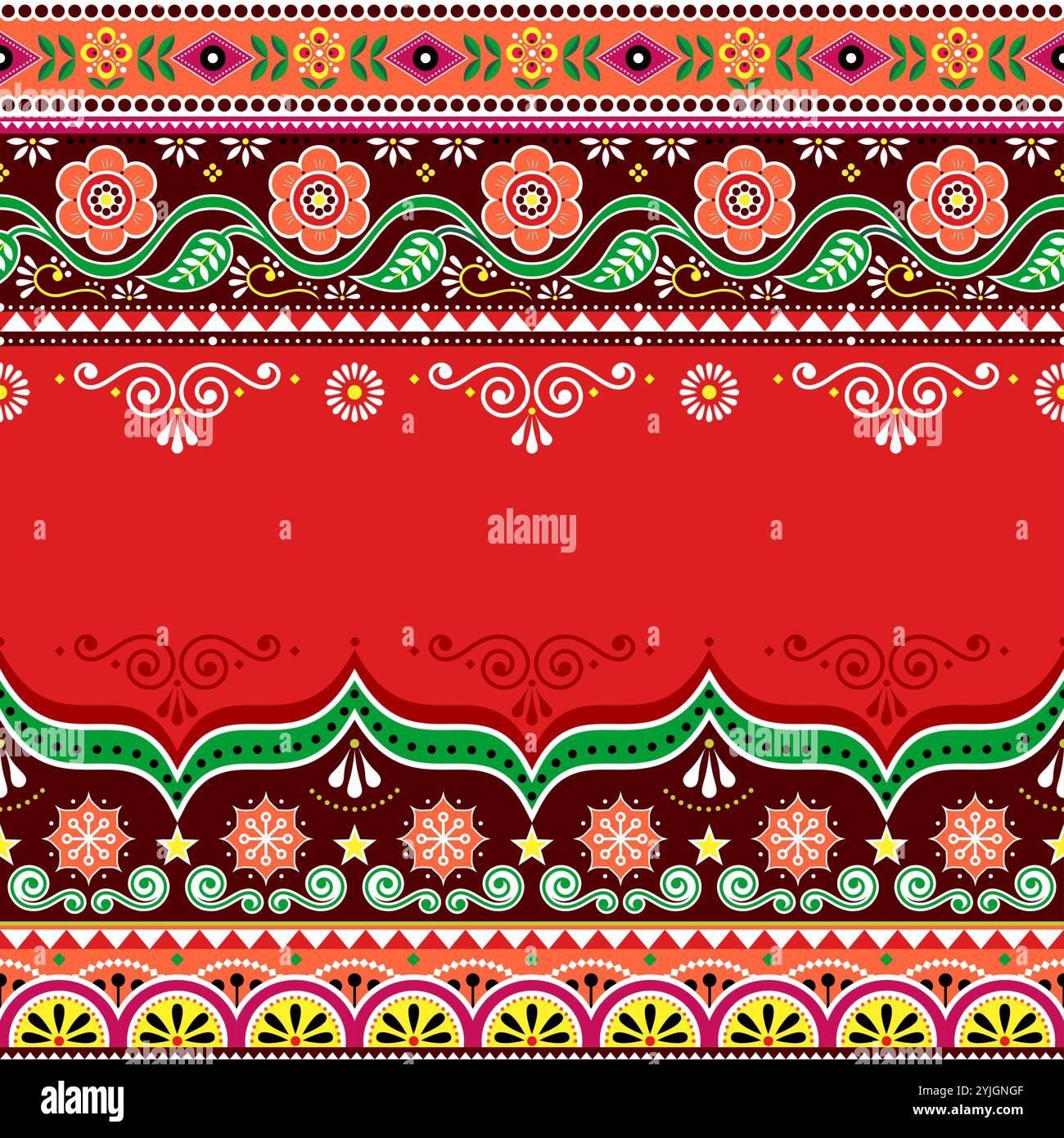 Colorful floral background inspired by traditional lorry and rickshaw ...