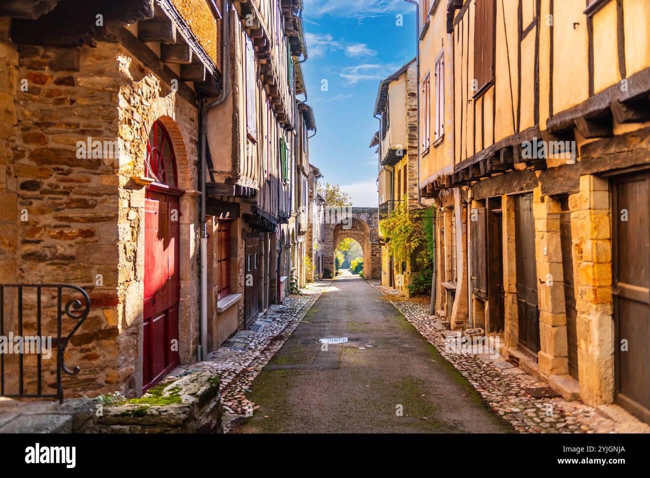 Medieval village of Sauveterre de Rouergue, in Aveyron, Occitanie ...