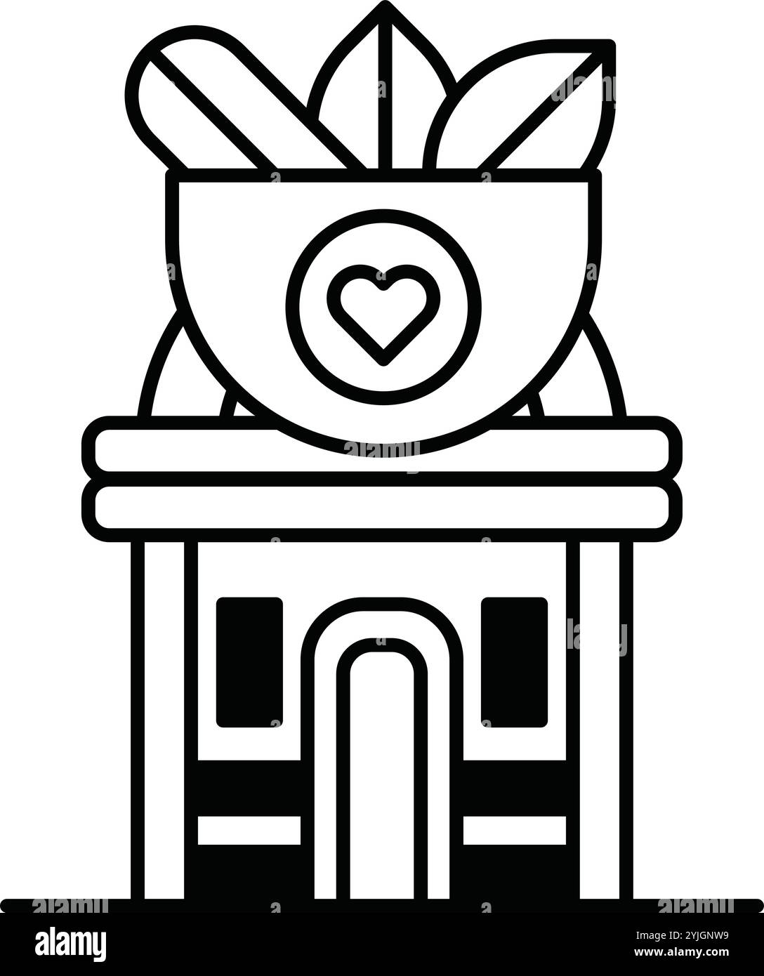 Illustration of a building and a medicine in line drawing style Stock ...