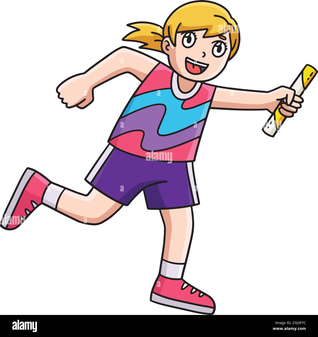 Track and Field Female with a Relay Baton Clipart Stock Vector Image ...