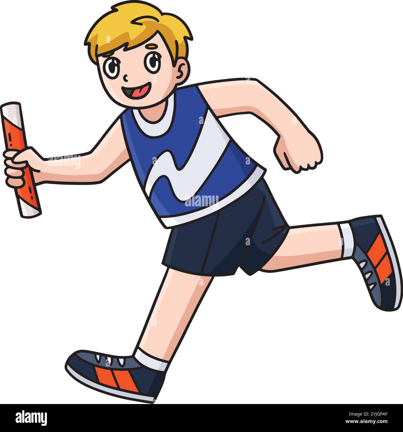 Track and Field Athlete Running with Baton Clipart Stock Vector Image ...