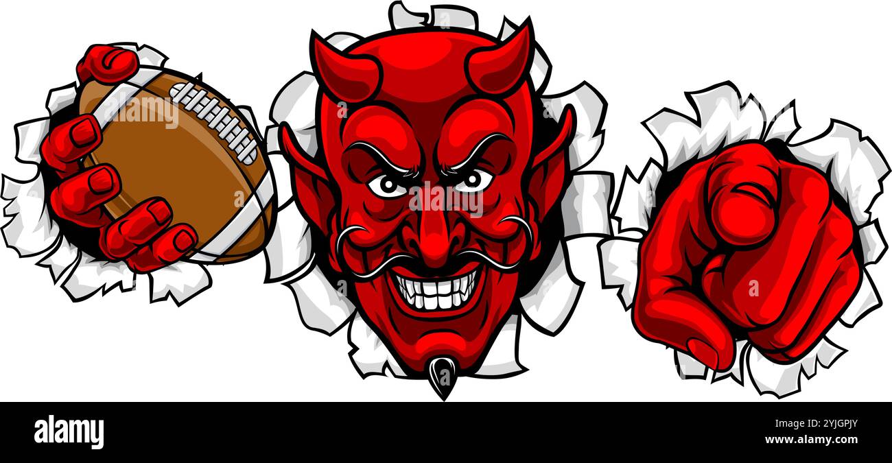 Devil Football Ball Sport Team Mascot Illustration Stock Vector Image ...