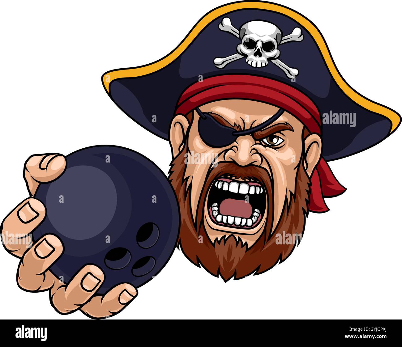 Pirate Bowling Ball Sports Mascot Illustration Stock Vector Image & Art ...