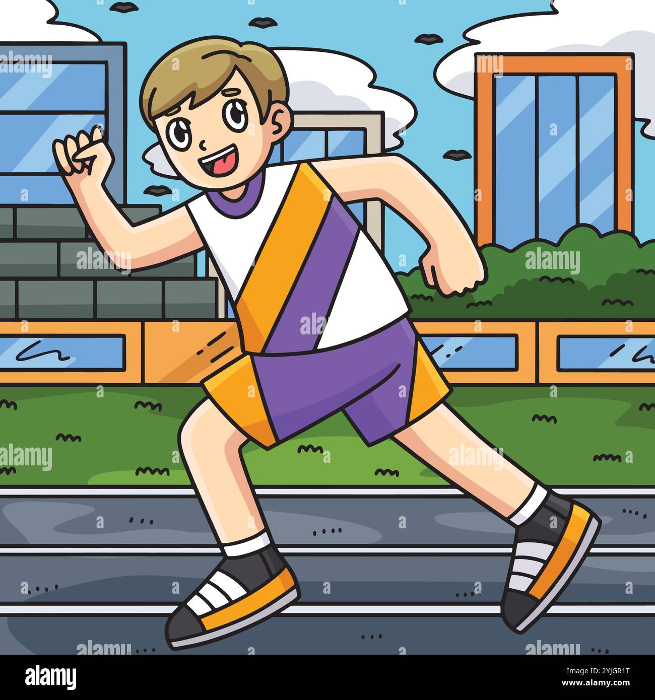 Track and Field Athlete Sprinting Colored Cartoon Stock Vector Image ...