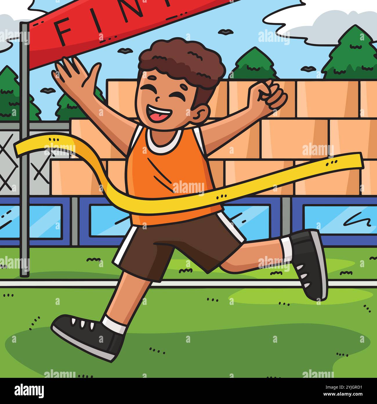 Track and Field Athlete Winning a Marathon Colored Stock Vector Image ...