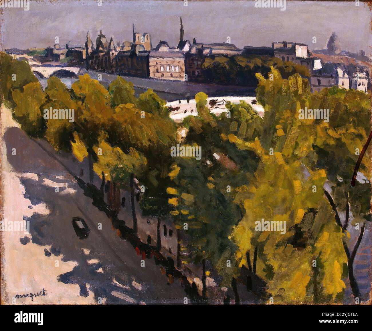 'Louvre Embankment and the New Bridge'. France, 1906. Dimensions: 60x73 ...