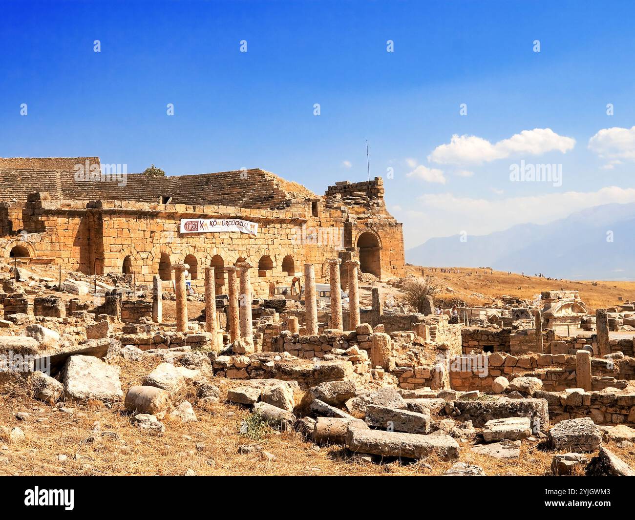 The Ancient destroyed Temple in the mountains of Turkey. Pamukkale ...