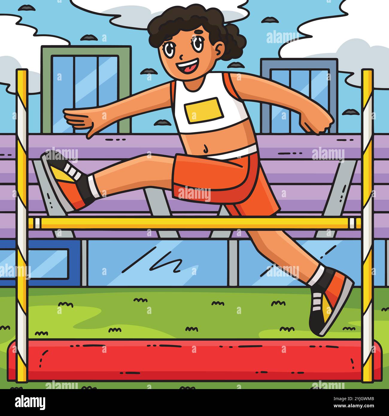 Track and Field Female High Jumping Colored Stock Vector Image & Art ...