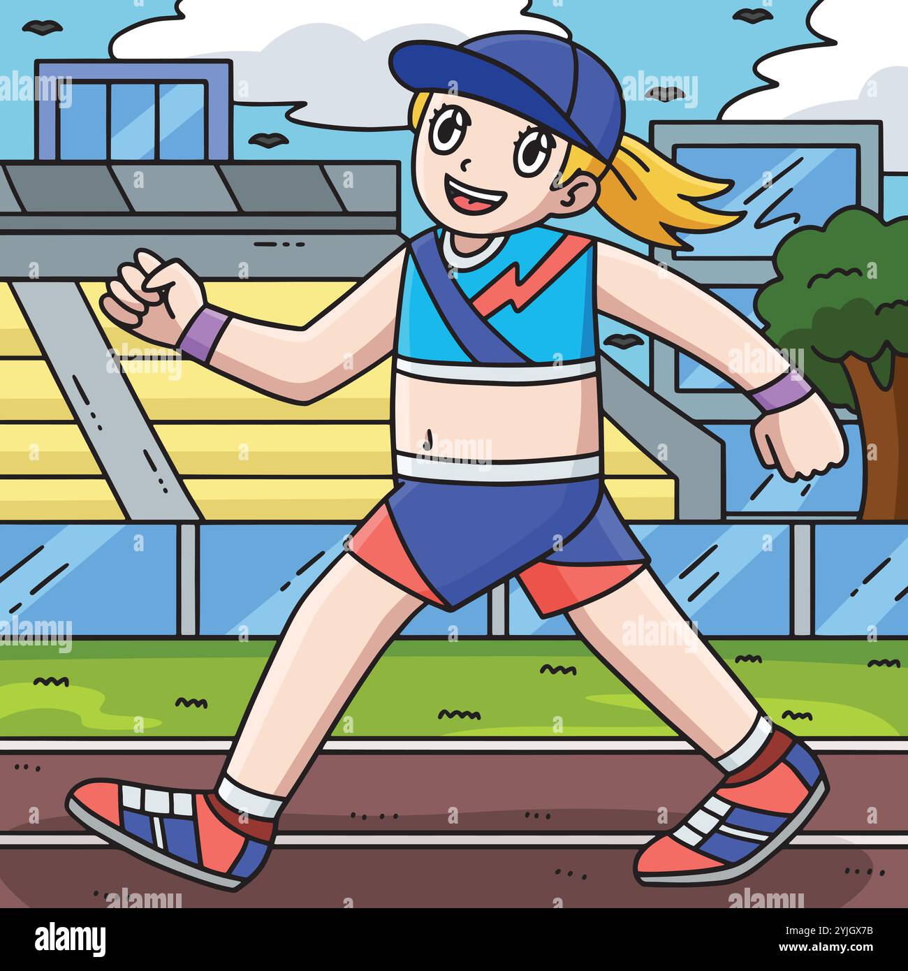Track and Field Female Race Walking Colored Stock Vector Image & Art ...