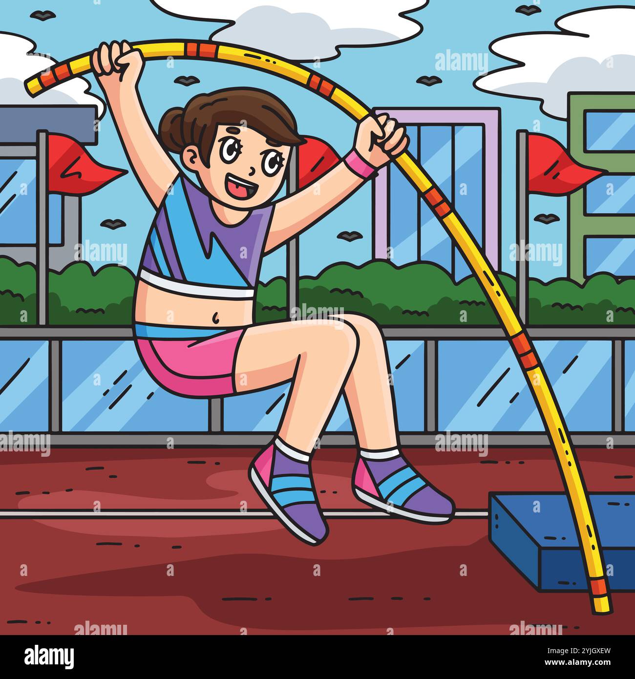 Track and Field Female Pole Vaulting Colored Stock Vector Image & Art ...