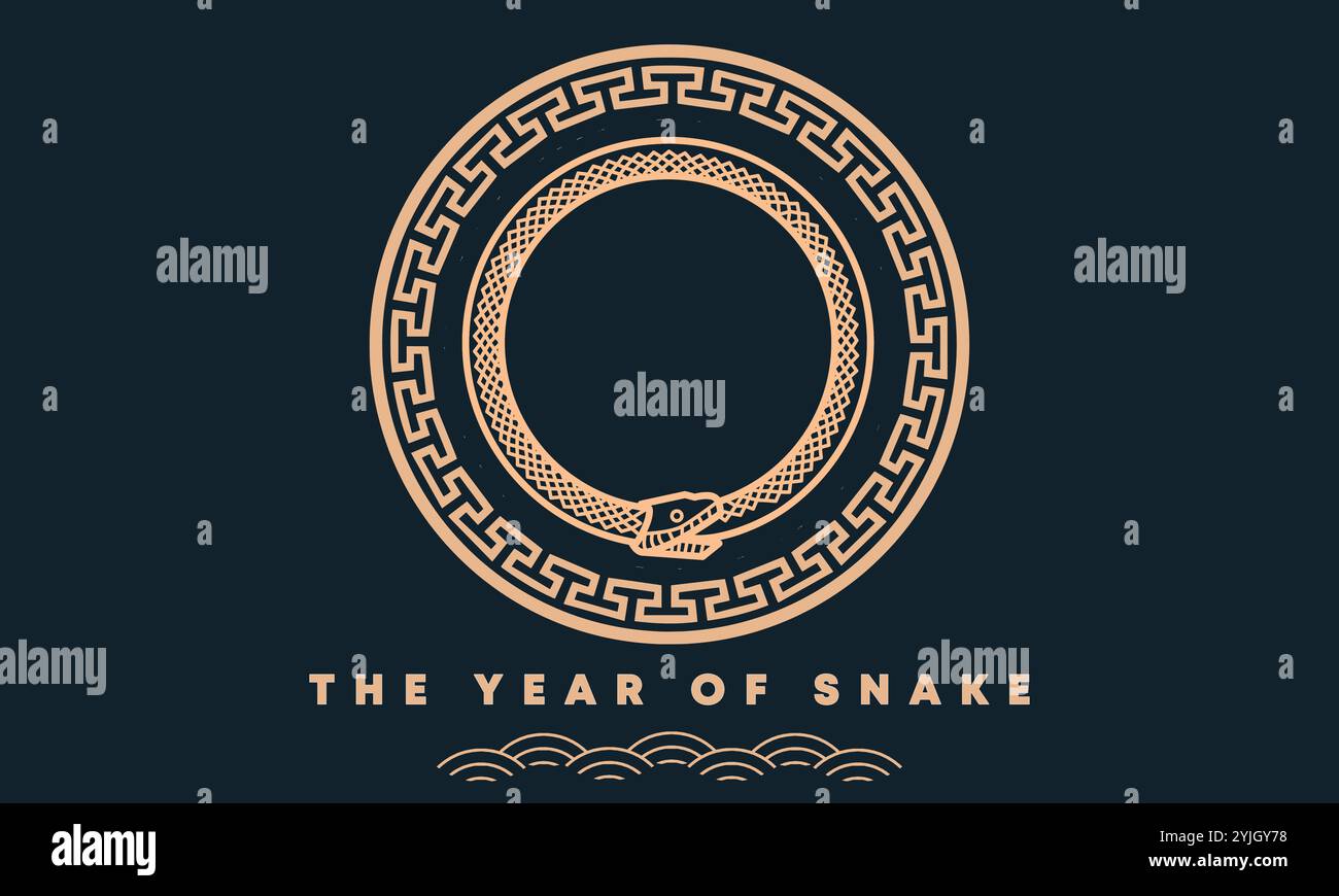 Happy Chinese or Lunar new year greeting of Year of Snake, ornament for ...