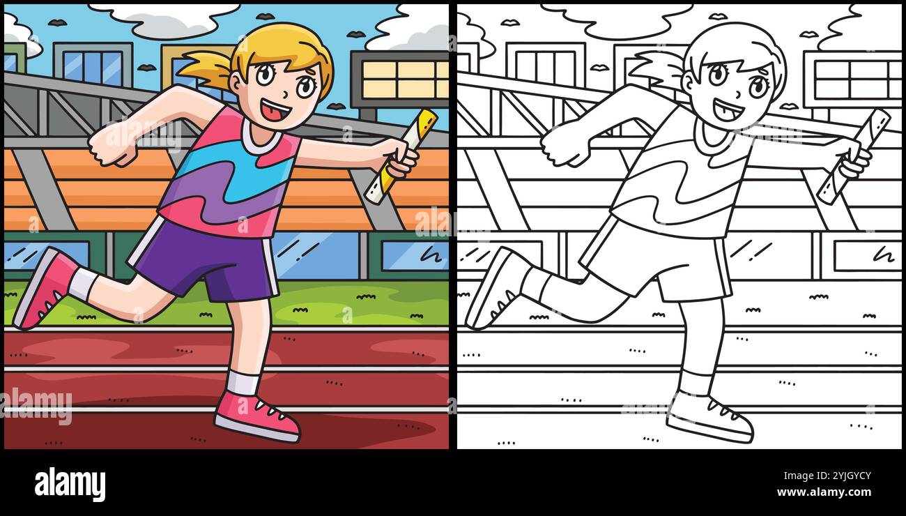 Track and Field Female Relay Baton Illustration Stock Vector Image ...