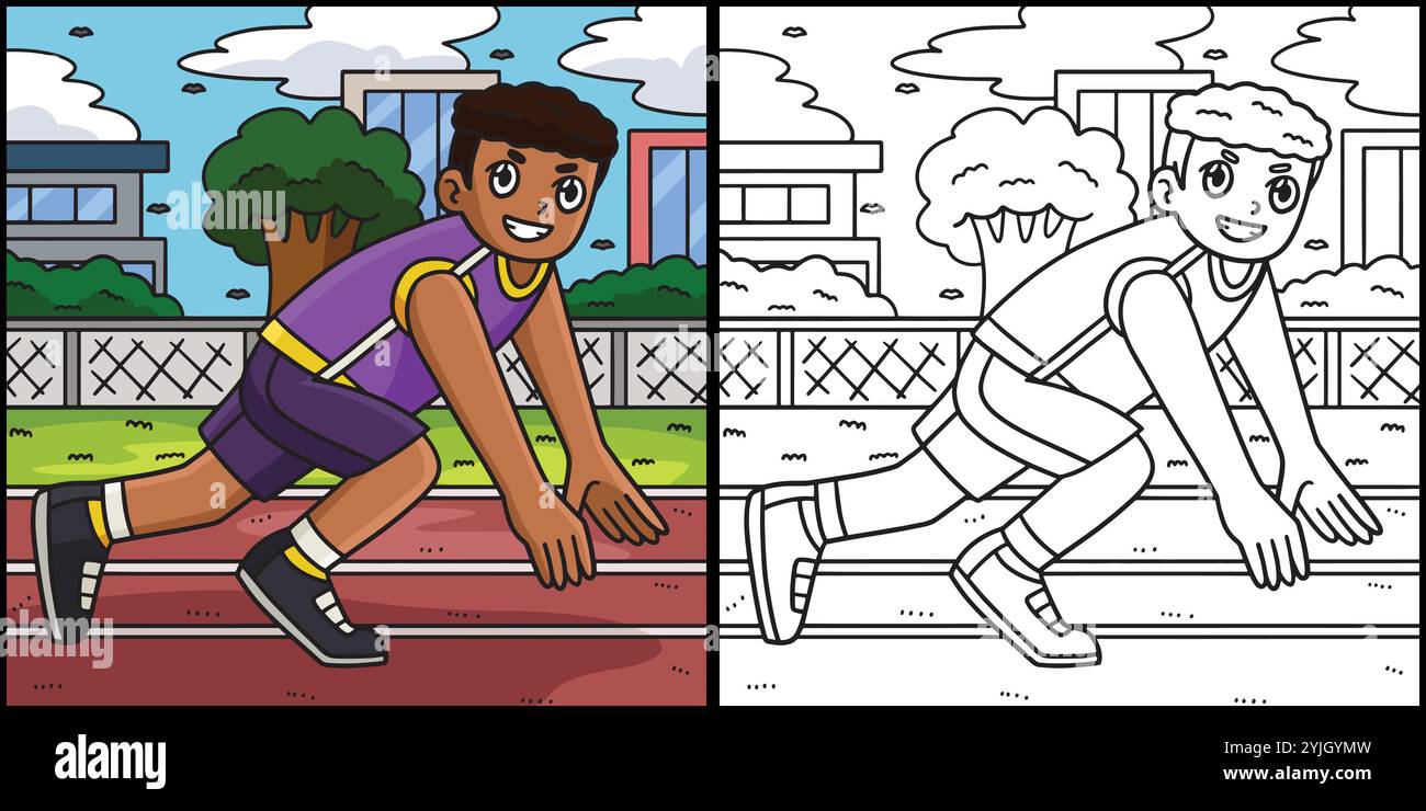 Track and Field Athlete Ready Sprint Illustration Stock Vector Image ...
