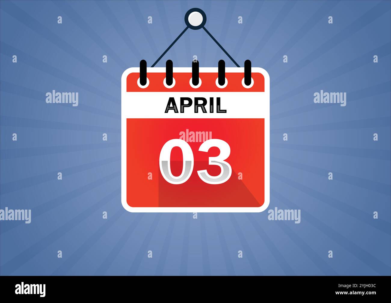 April 03, Calendar hanging sign. 3th days of the month, modern ...