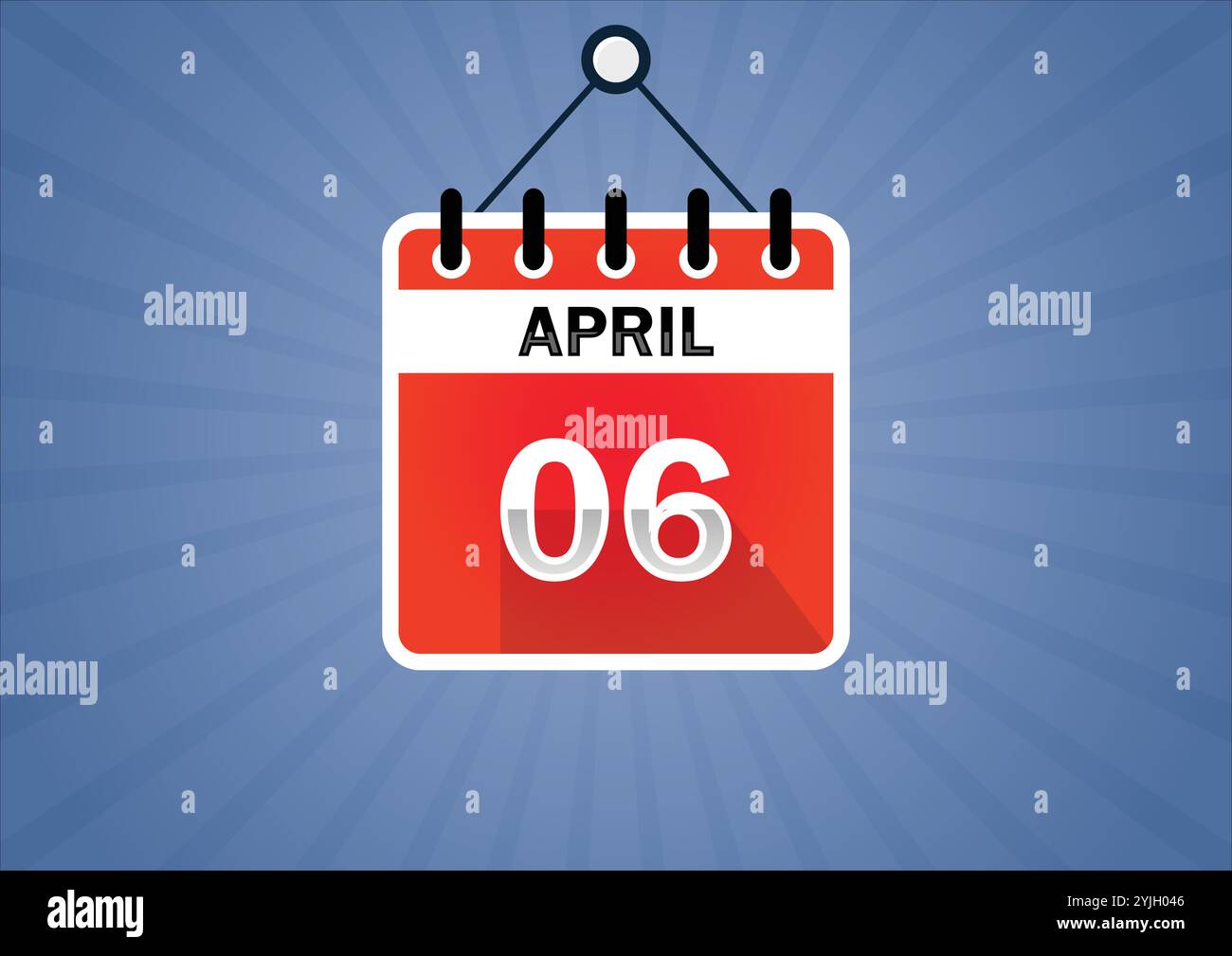 April 06, Calendar hanging sign. 06th days of the month, modern ...