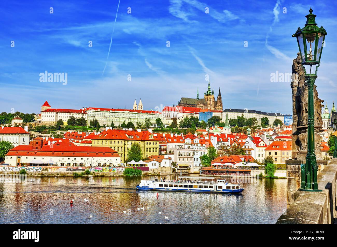 View of Prague Castle and Charles Bridge-famous historic bridge that ...
