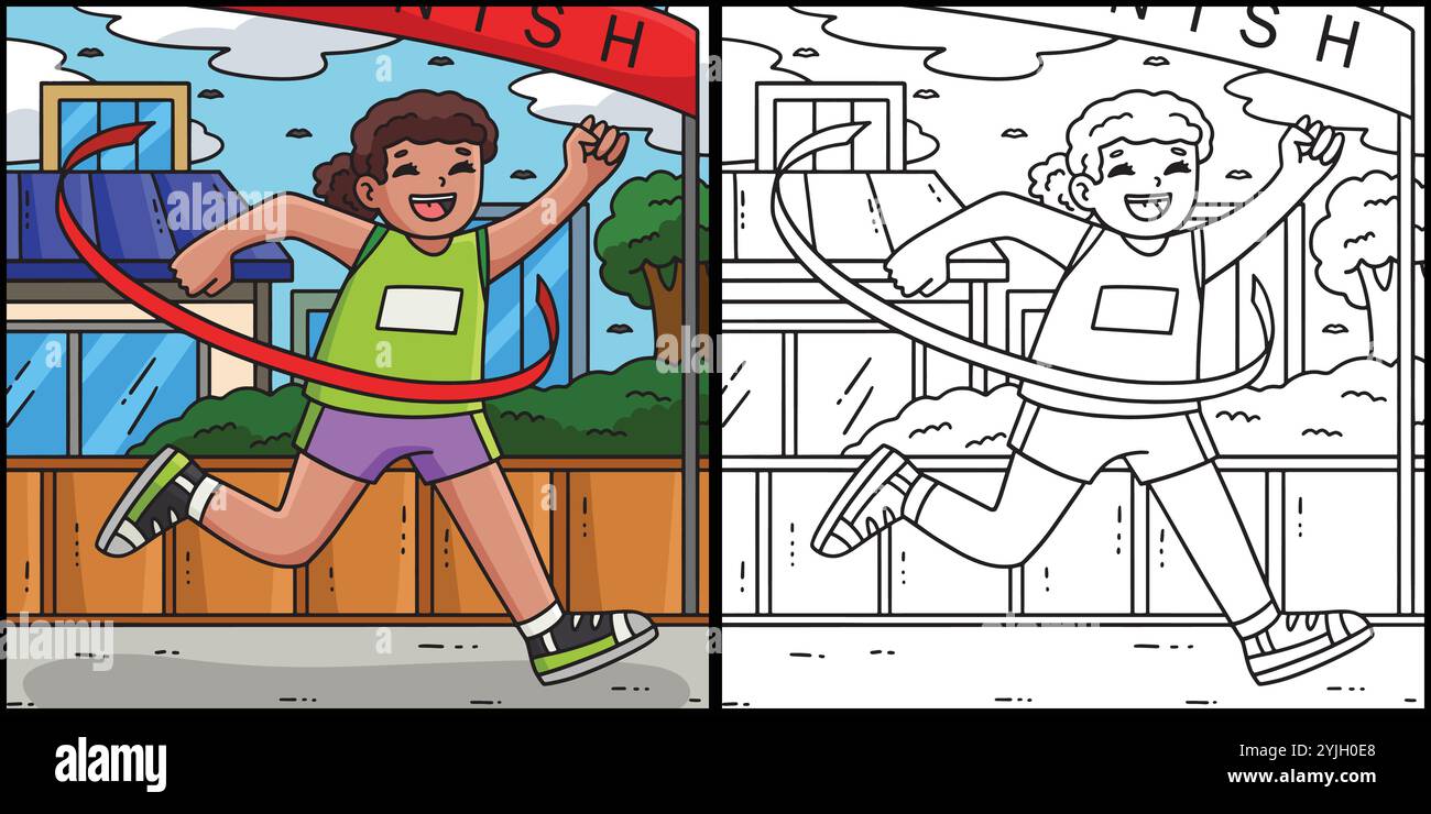 Kids cross finish line Stock Vector Images - Alamy