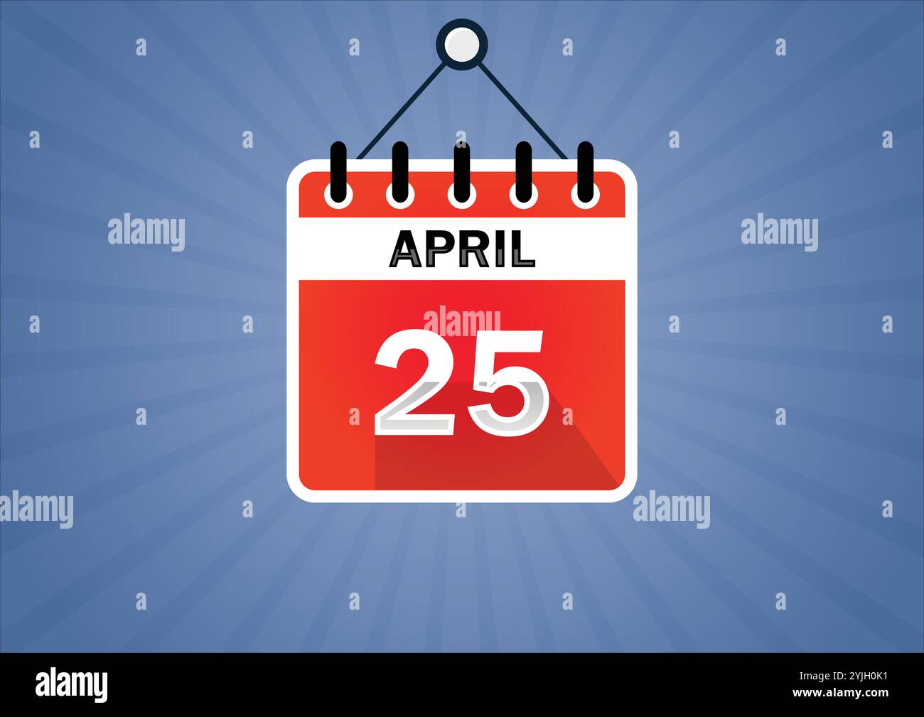 April 25, Calendar hanging sign. 25th days of the month, modern ...
