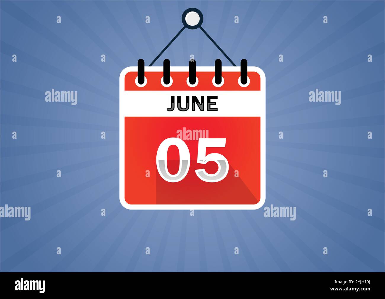June 05, Calendar hanging sign. 5th days of the month, modern ...