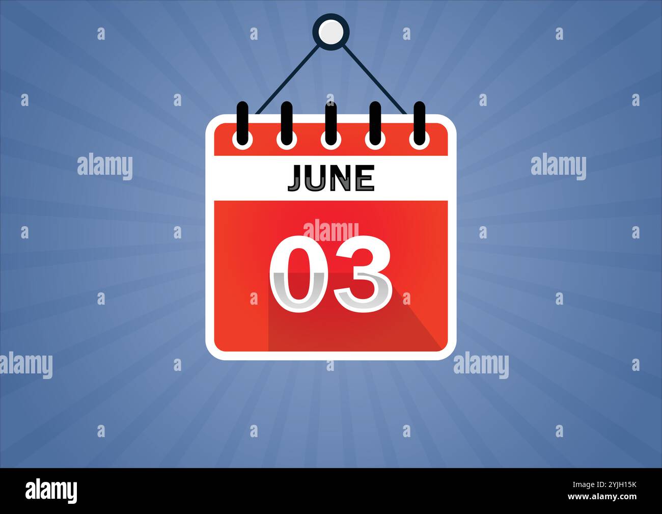 June 03, Calendar hanging sign. 3th days of the month, modern ...