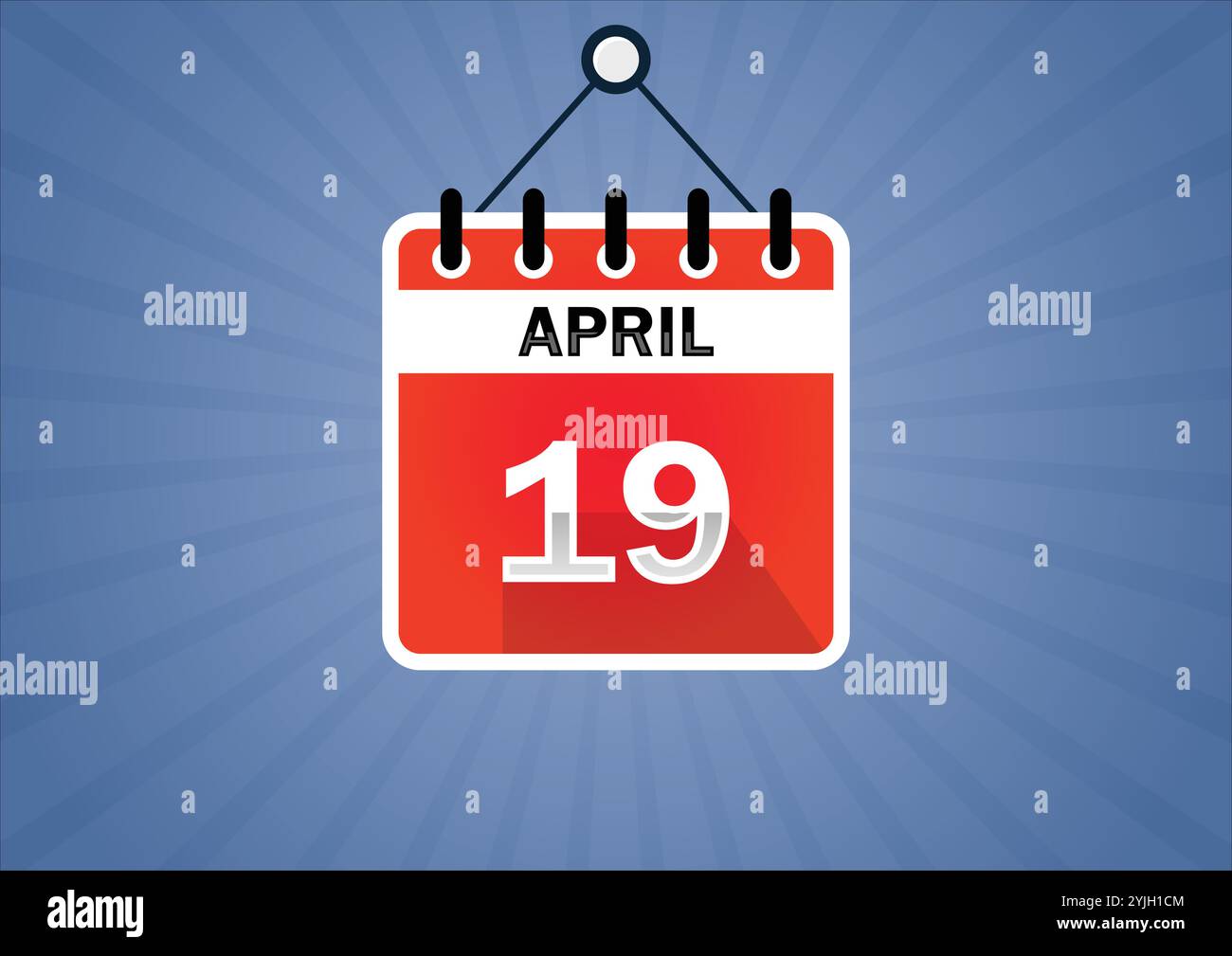 April19, Calendar hanging sign. 19th days of the month, modern ...