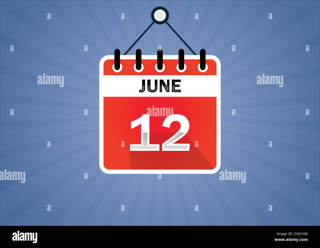June 12, Calendar hanging sign. 12th days of the month, modern ...