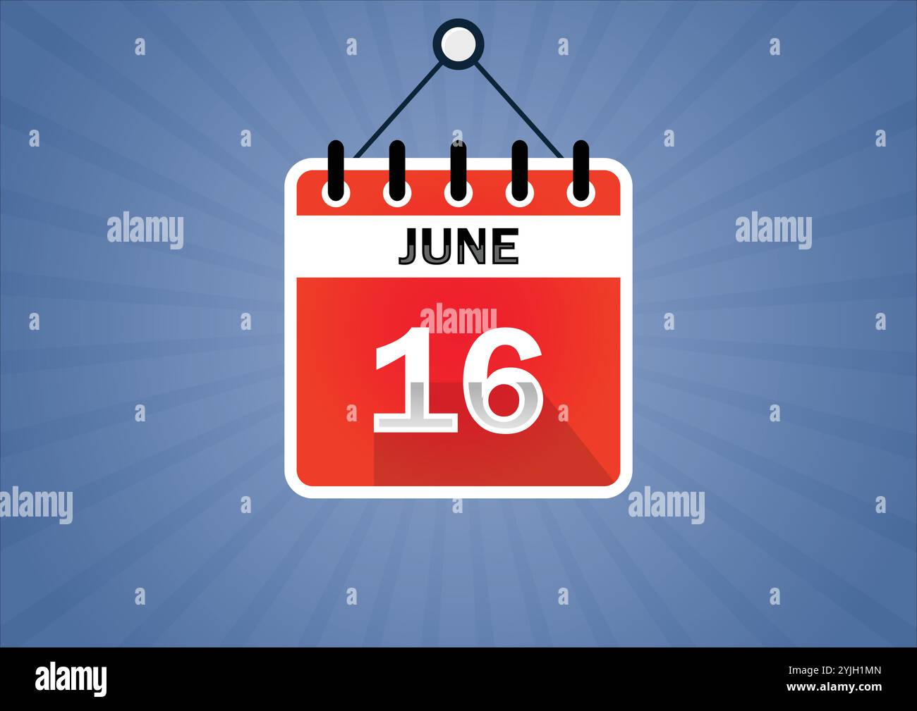 June 16, Calendar hanging sign. 16th days of the month, modern ...