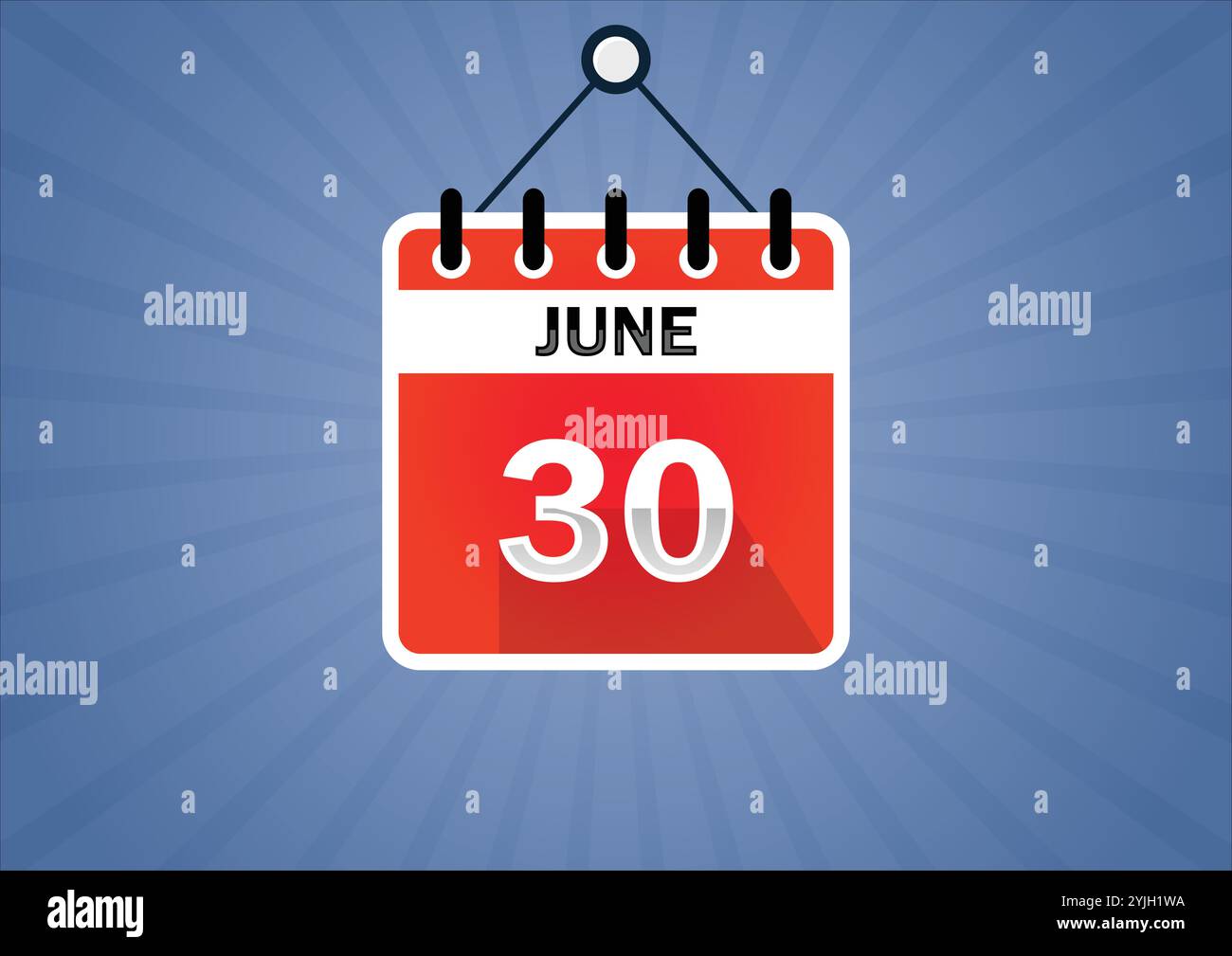 June 30, Calendar hanging sign. 30th days of the month, modern ...