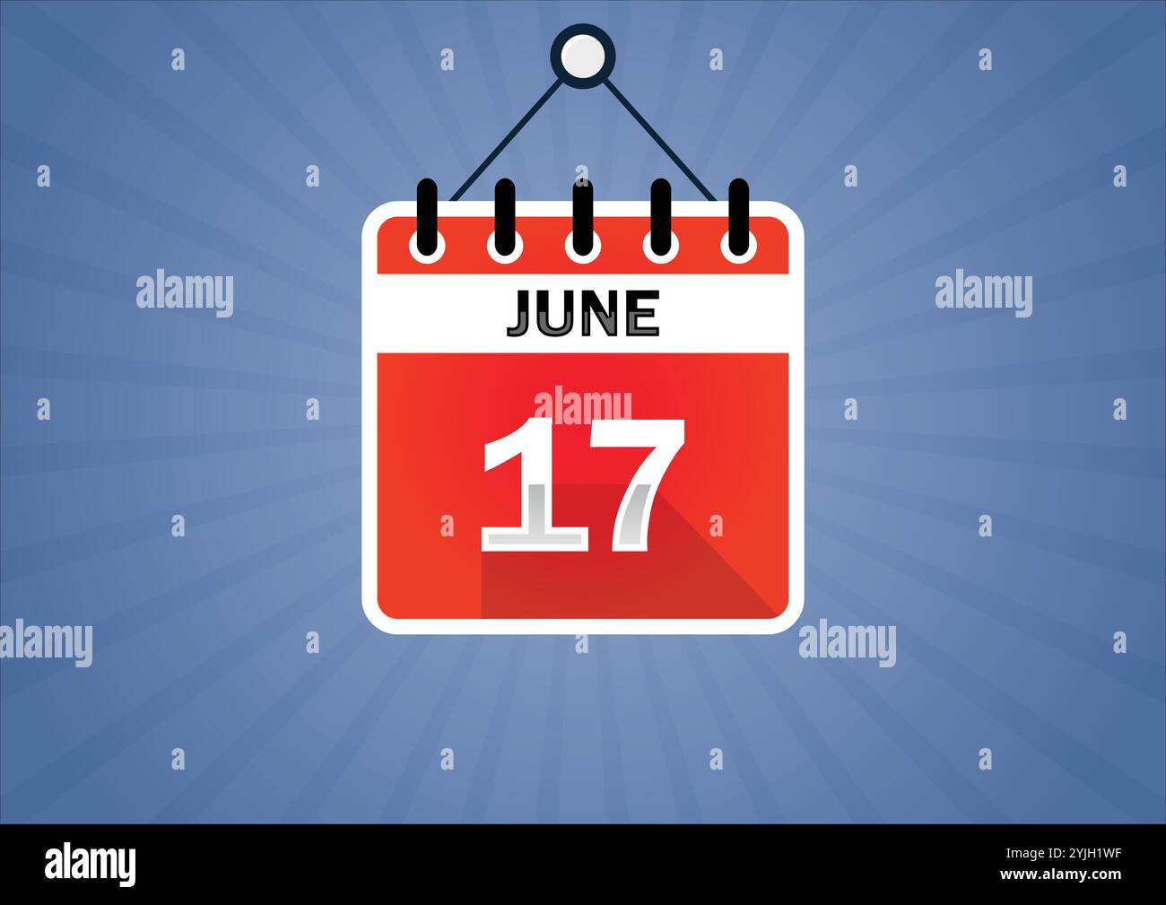 June 17, Calendar hanging sign. 17th days of the month, modern ...