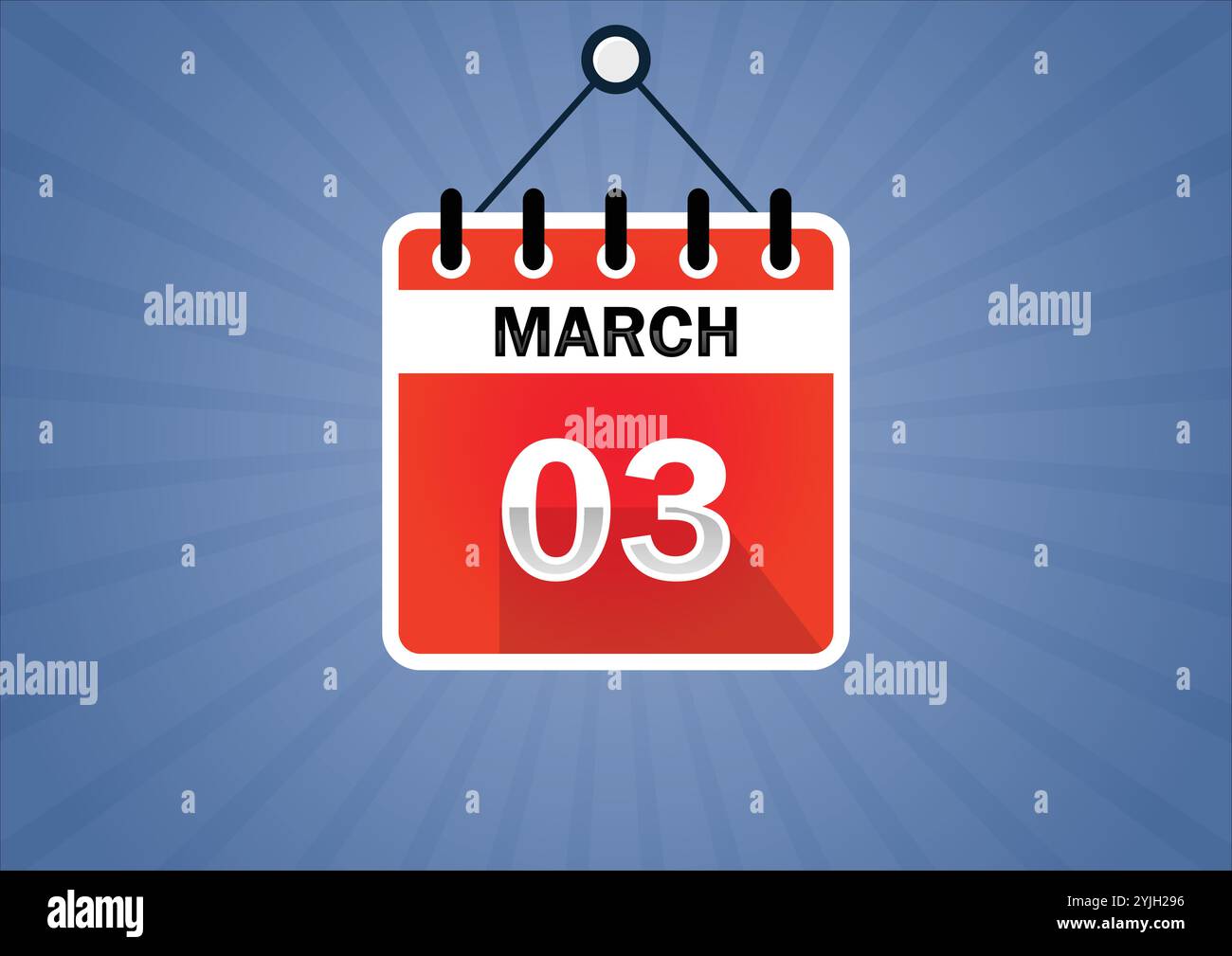 March 03, Calendar hanging sign. 3th days of the month, modern ...