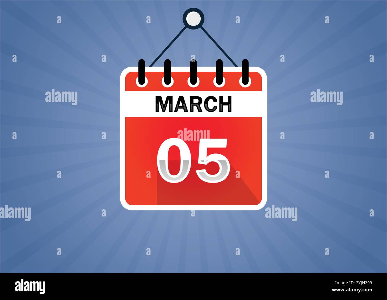 March 05, Calendar hanging sign. 05th days of the month, modern ...
