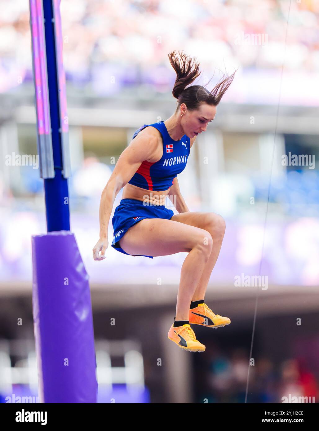 Lene Retzius participating in the pole vault at the Paris 2024 Olympic ...