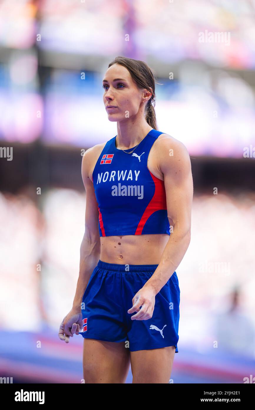 Lene Retzius participating in the pole vault at the Paris 2024 Olympic ...
